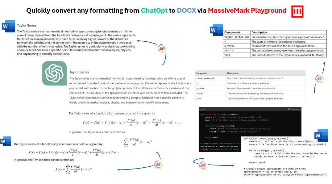 How to Copy and Paste Text from ChatGPT to DOCX in 5 Seconds with Massivemark Playground