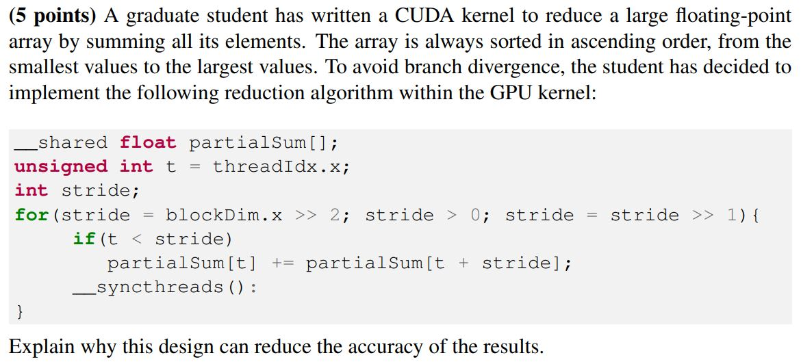 cuda kernel answer and explanation