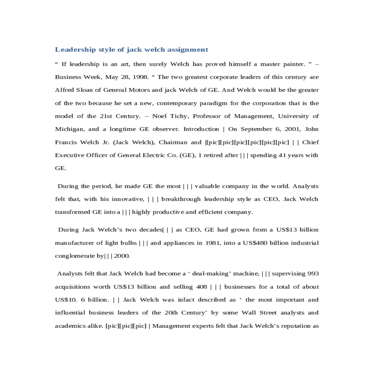 the owner nbc network jack welchs leadership style