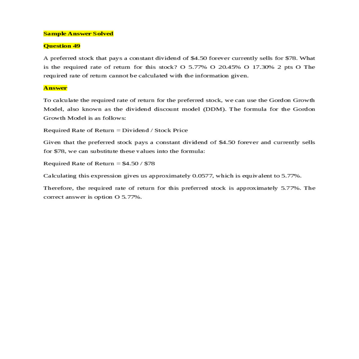 can use the gordon growth model