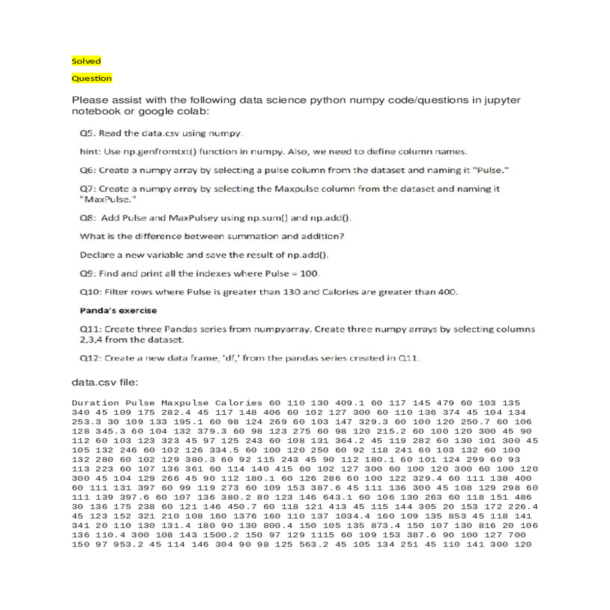 Print Create Three Pandas Series From Numpy Arrays