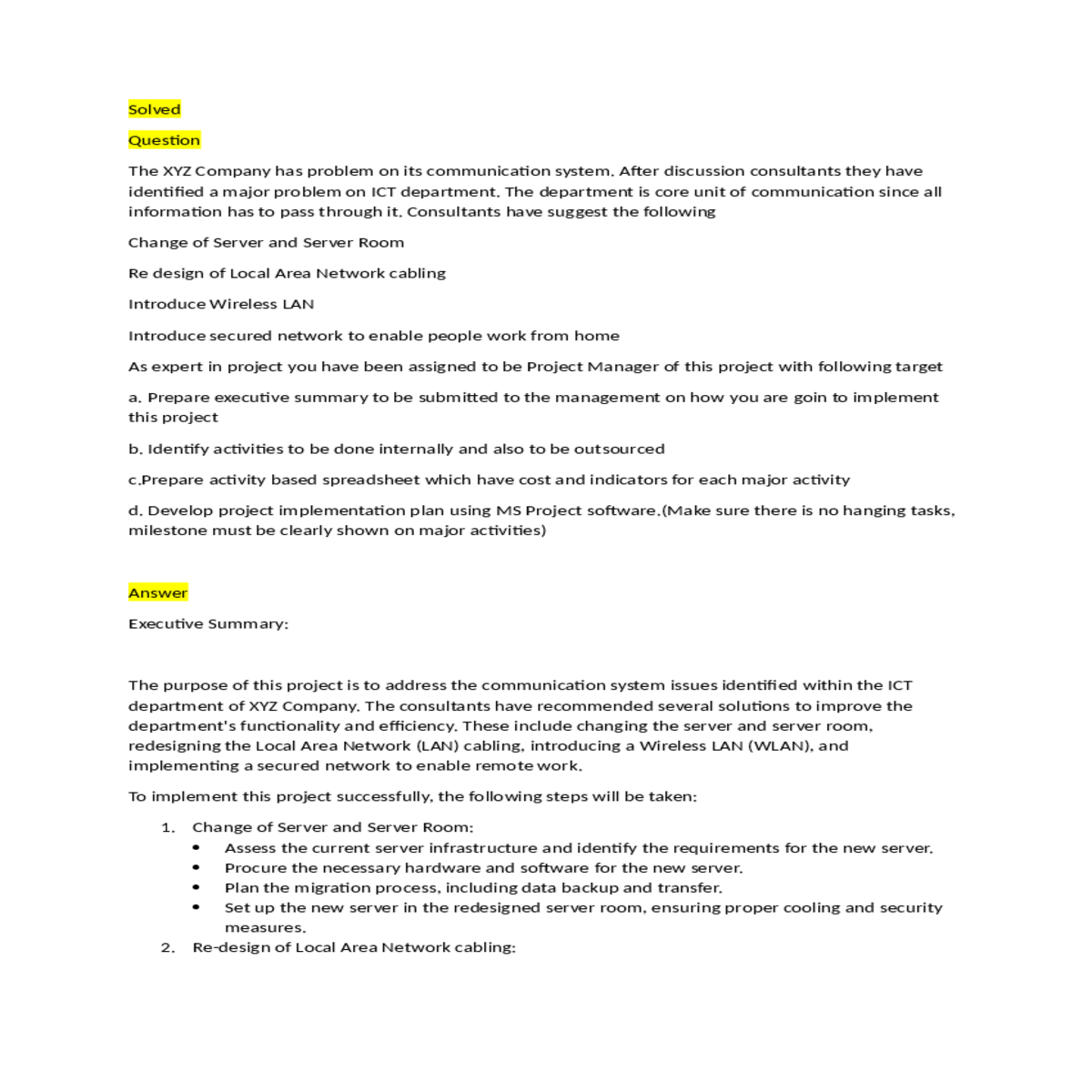 Redesigning The Local Area Network Lan Cabling