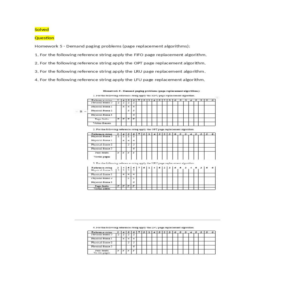 physical frame page faults victim frames nonephysical frame