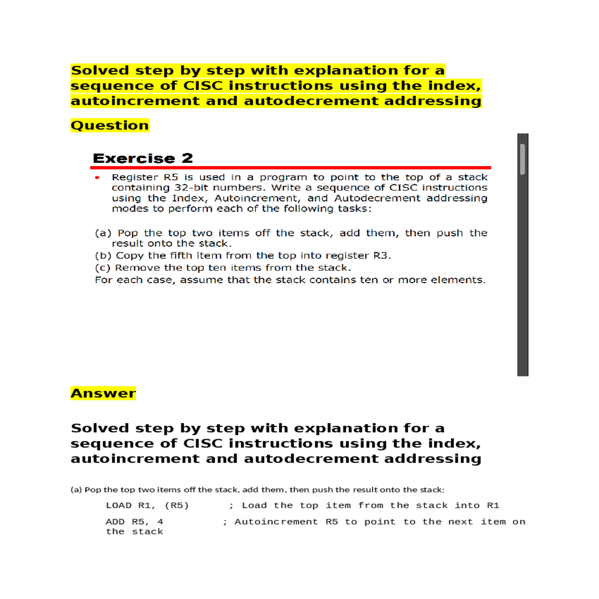 effectively removing the top ten items