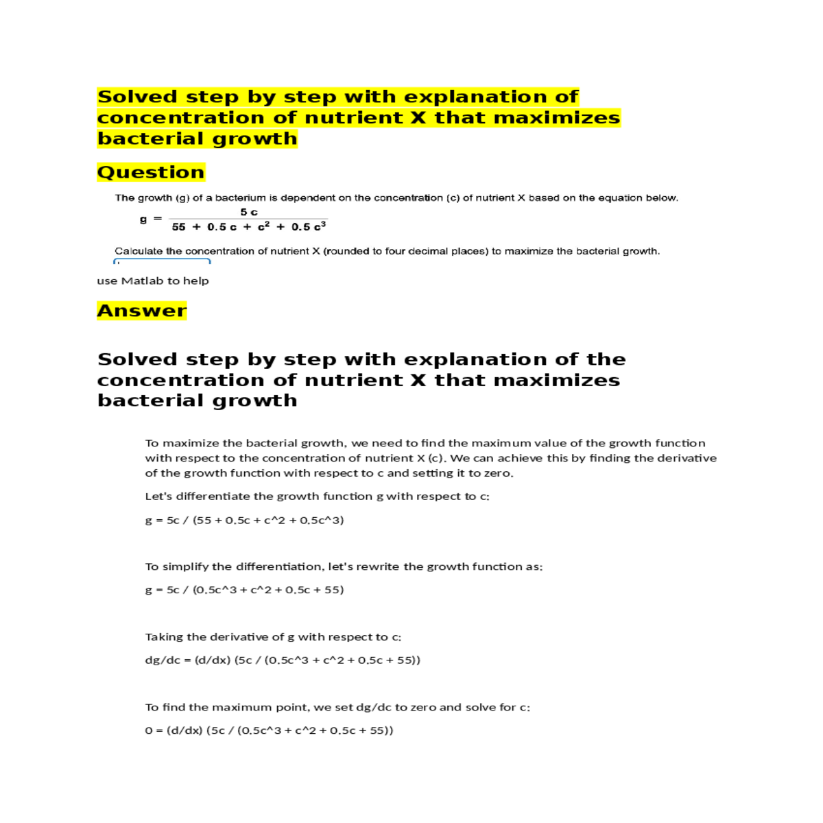 solved step by step with explanation of concentration of nutrient x ... solved step by step with explanation of concentration of nutrient x ...