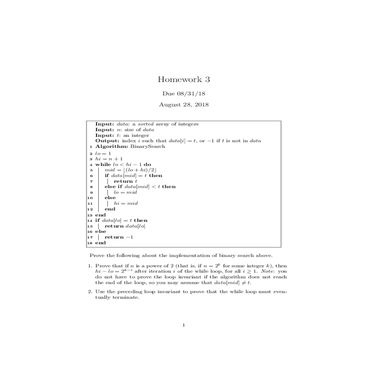homework due august