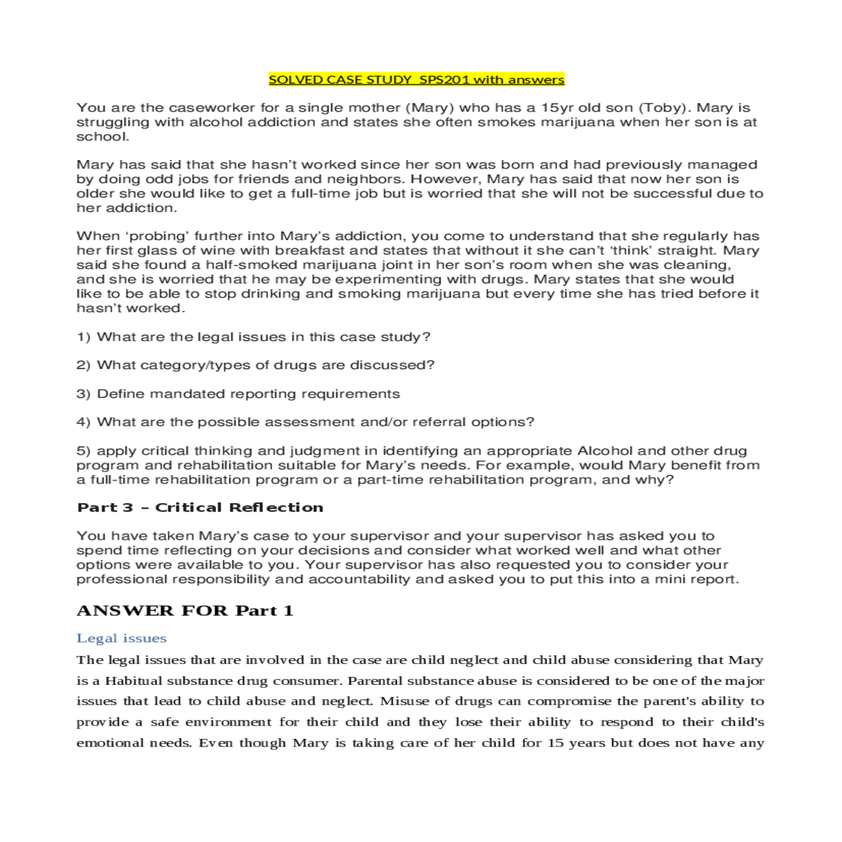 solved case study sps201 with answers solved case study sps201 with answers