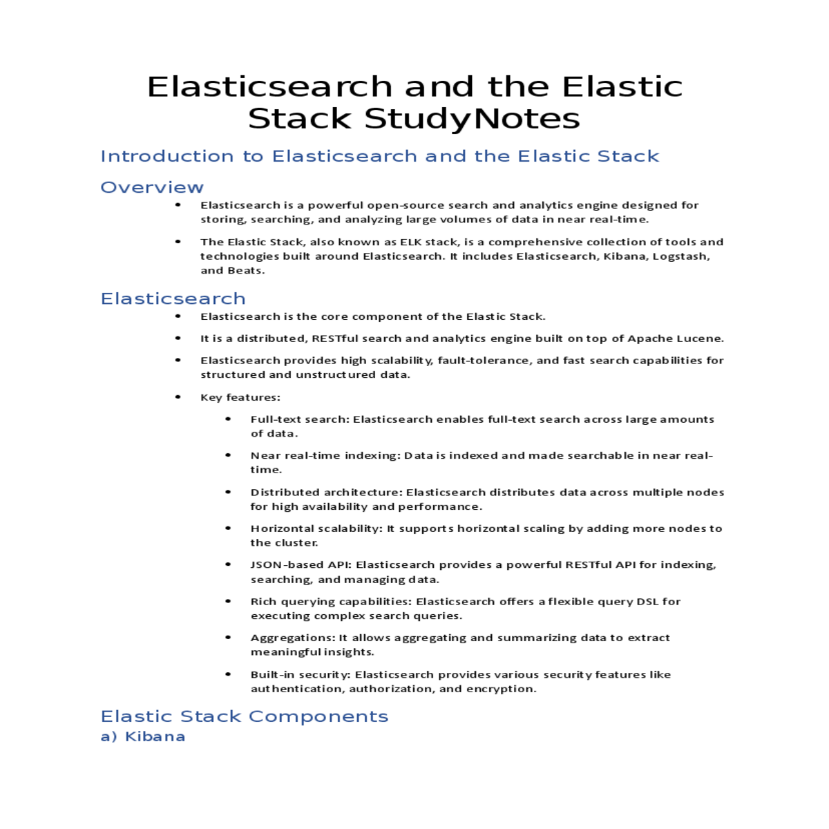 elasticsearch and the elastic stack studynotes