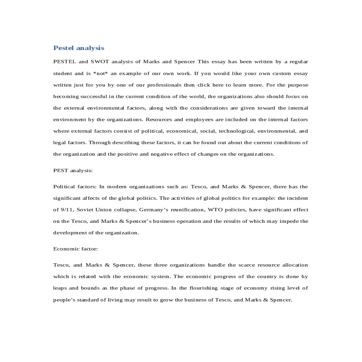 pestel analysis