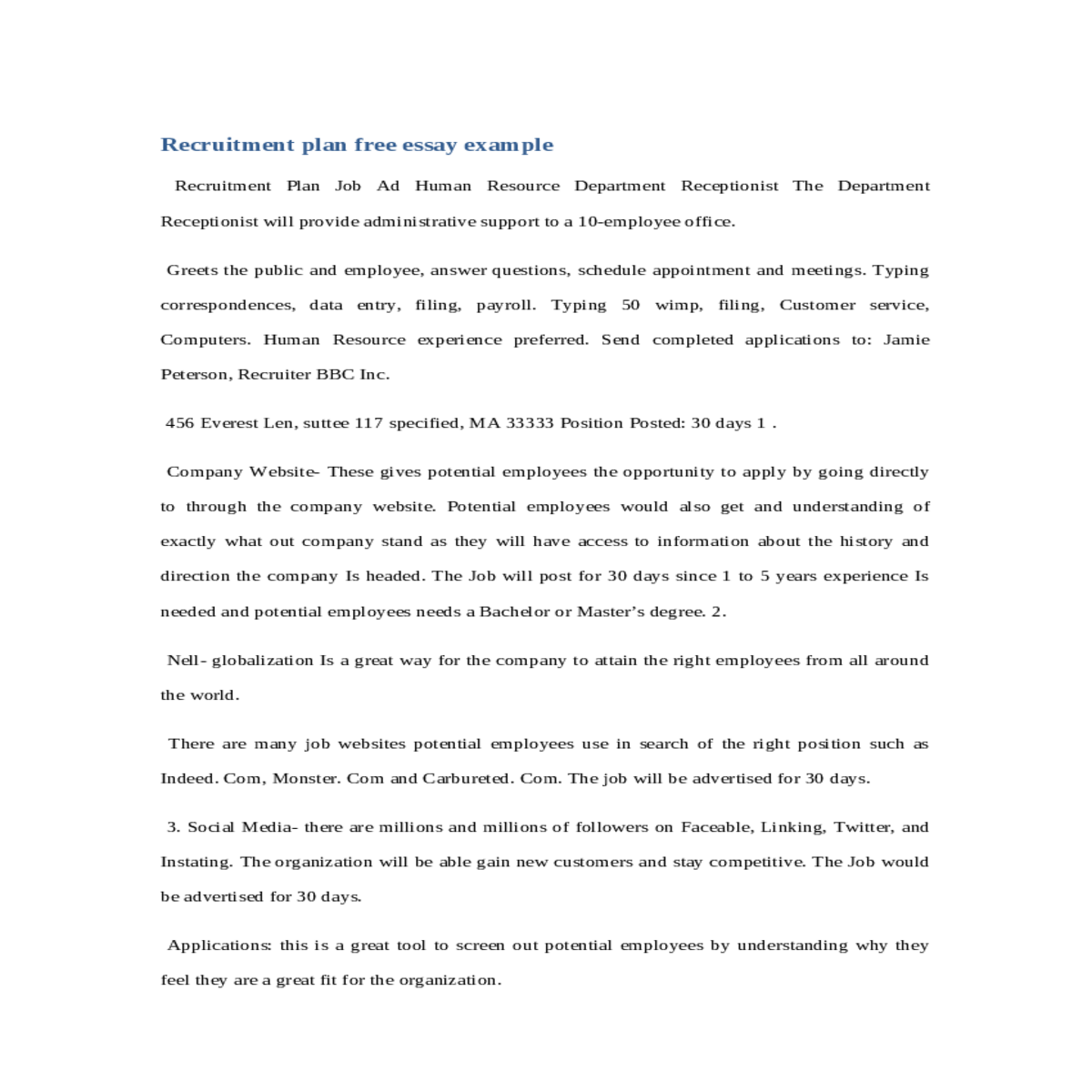 human resource experience preferred