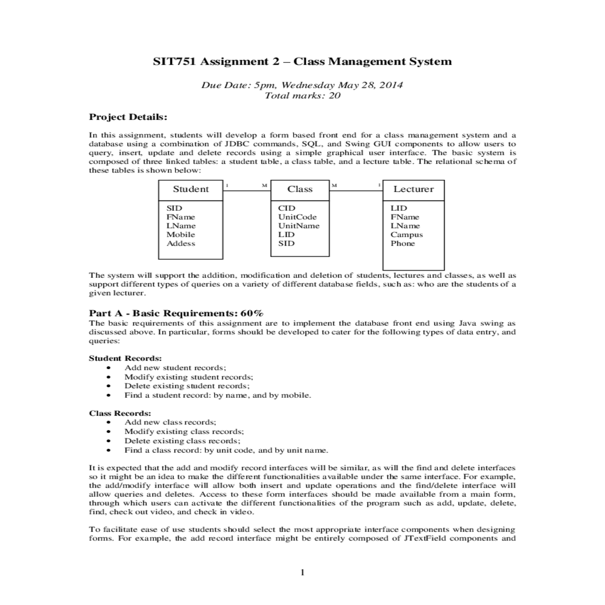 update and delete records using simple graphical user interface