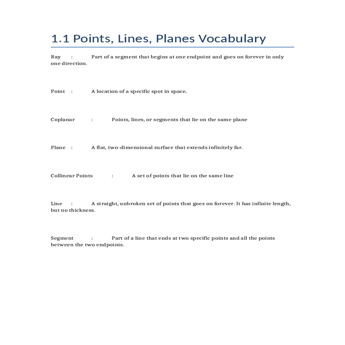 segments that lie the same planeplane flat