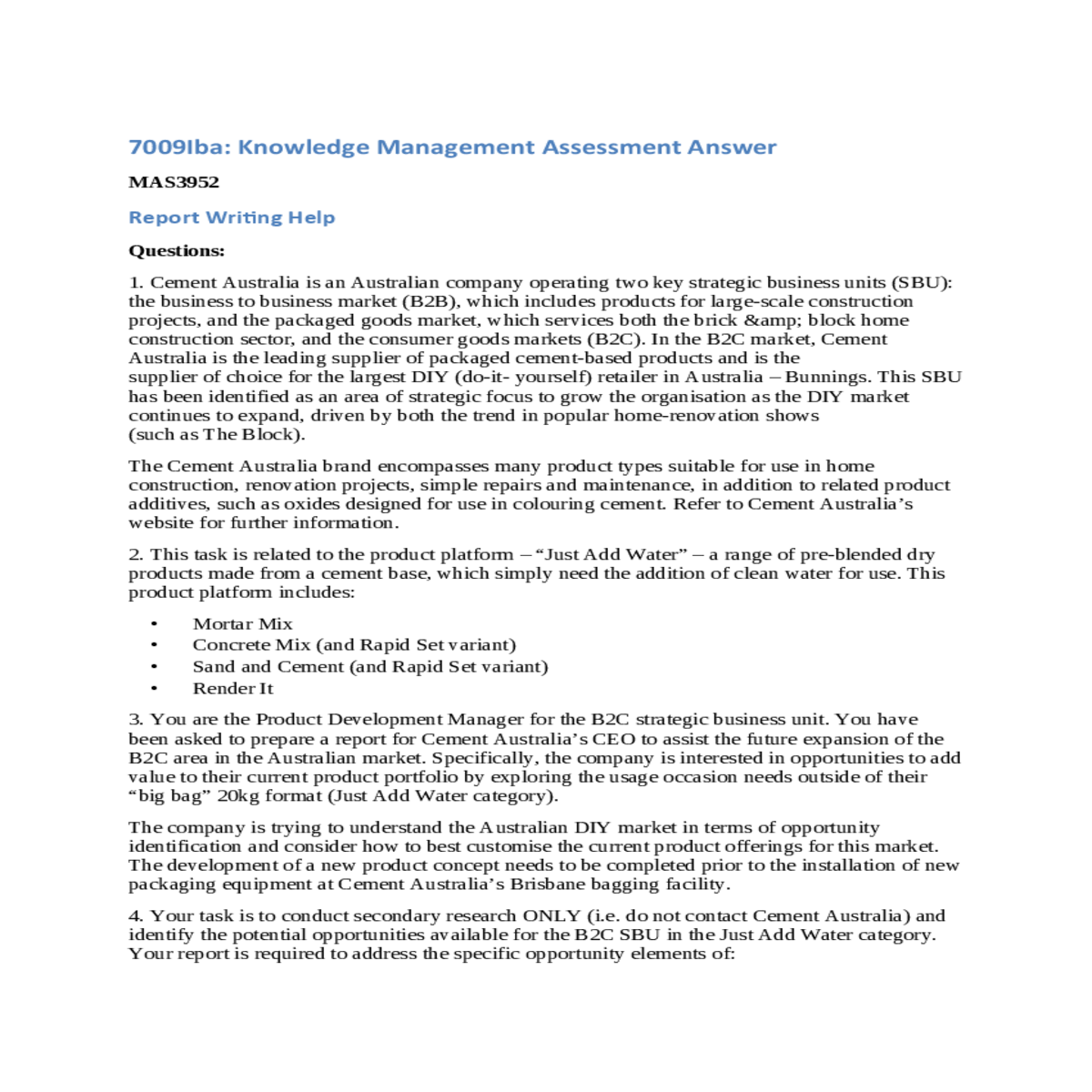 7009iba knowledge management assessment answer