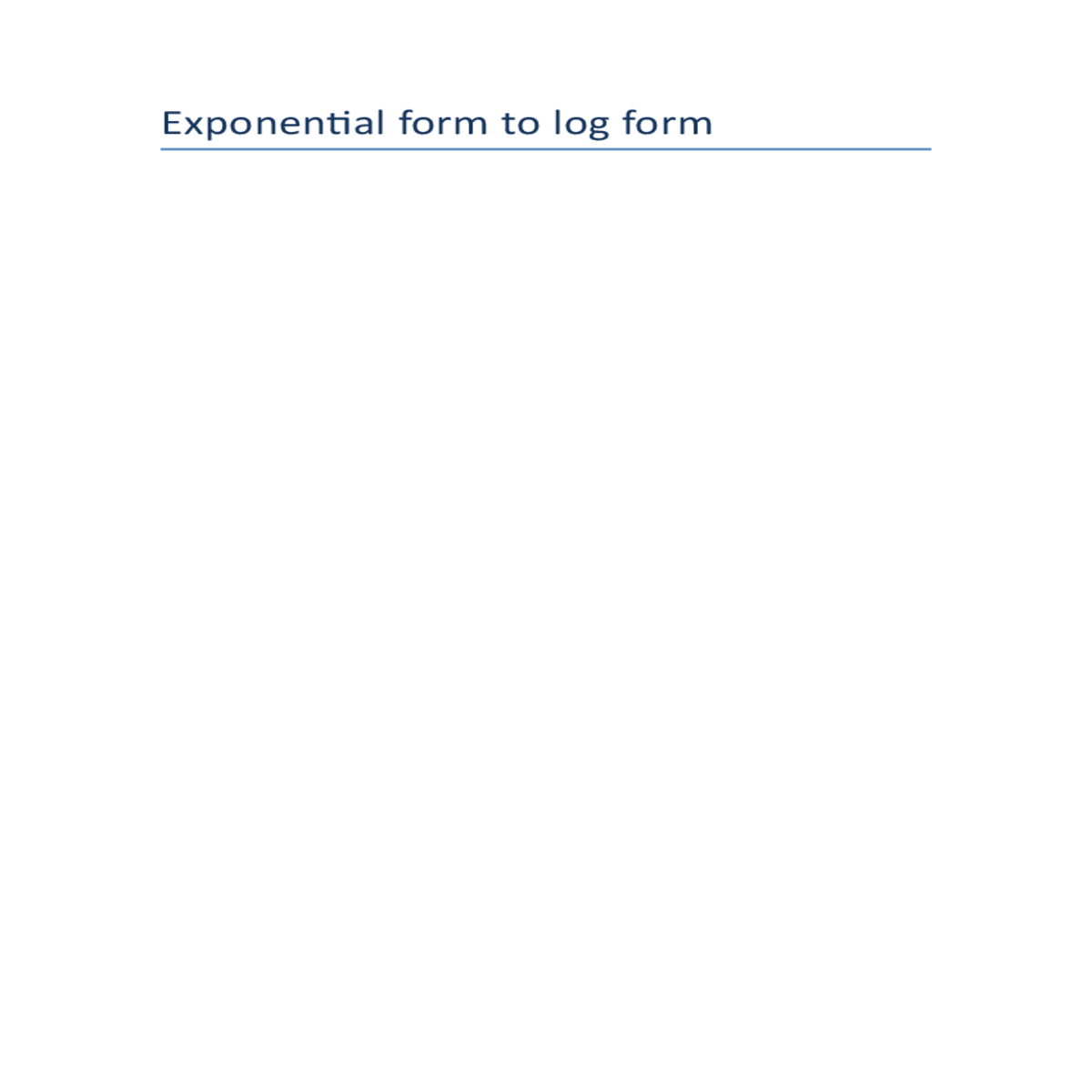 Exponential Form To Log Formdocx