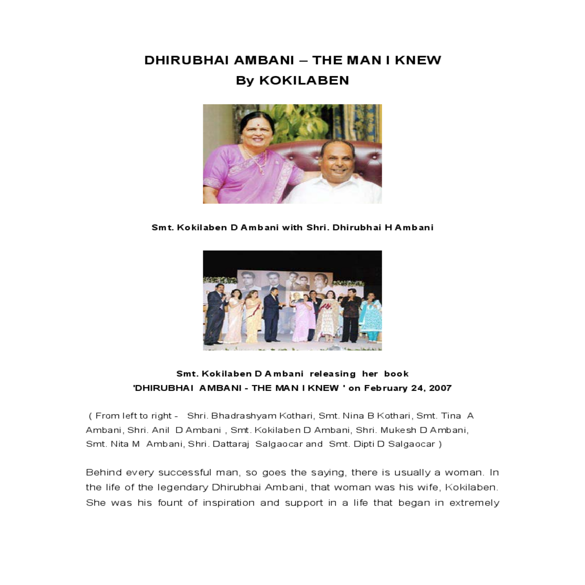 helped and assisted daughter dipti ambani salgaocar