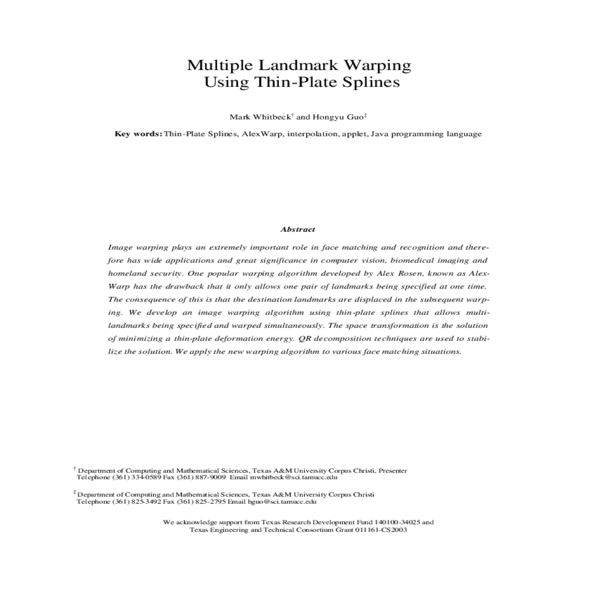 alexwarp and the thin plate splines image warping applet