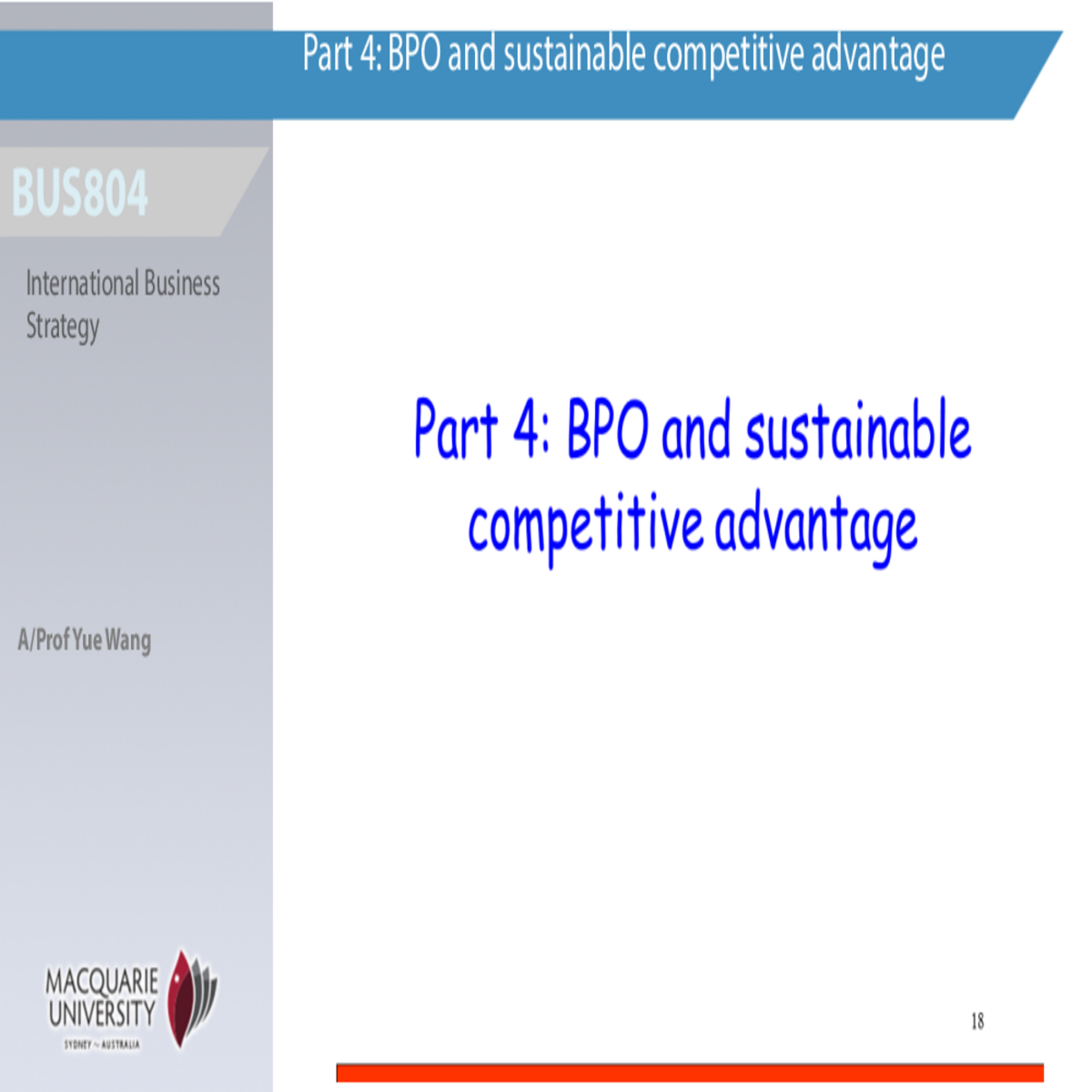 part bpo and sustainable competitive advantage bus internationa