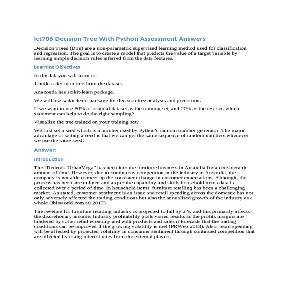 ict706 decision tree with python assessment answers