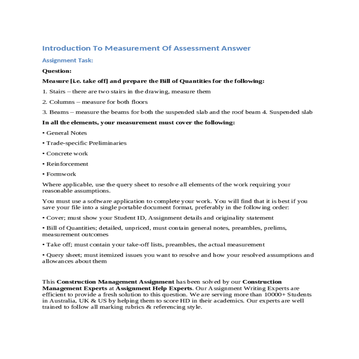 introduction to measurement of assessment answer