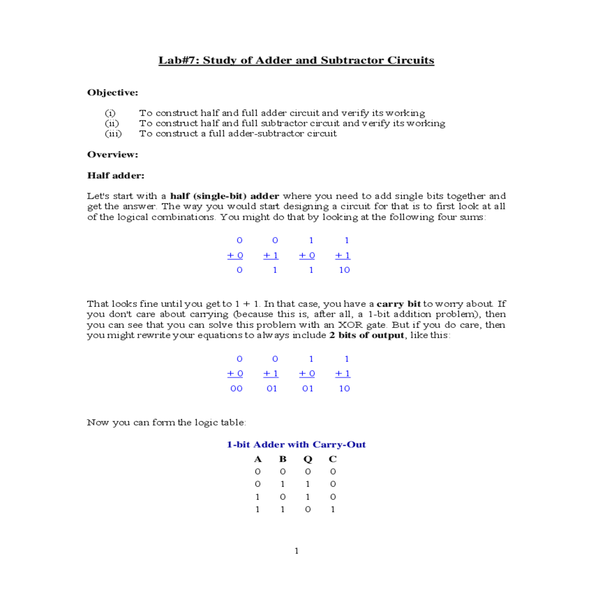 the truth table and the circuit diagram for fulladder shown fig