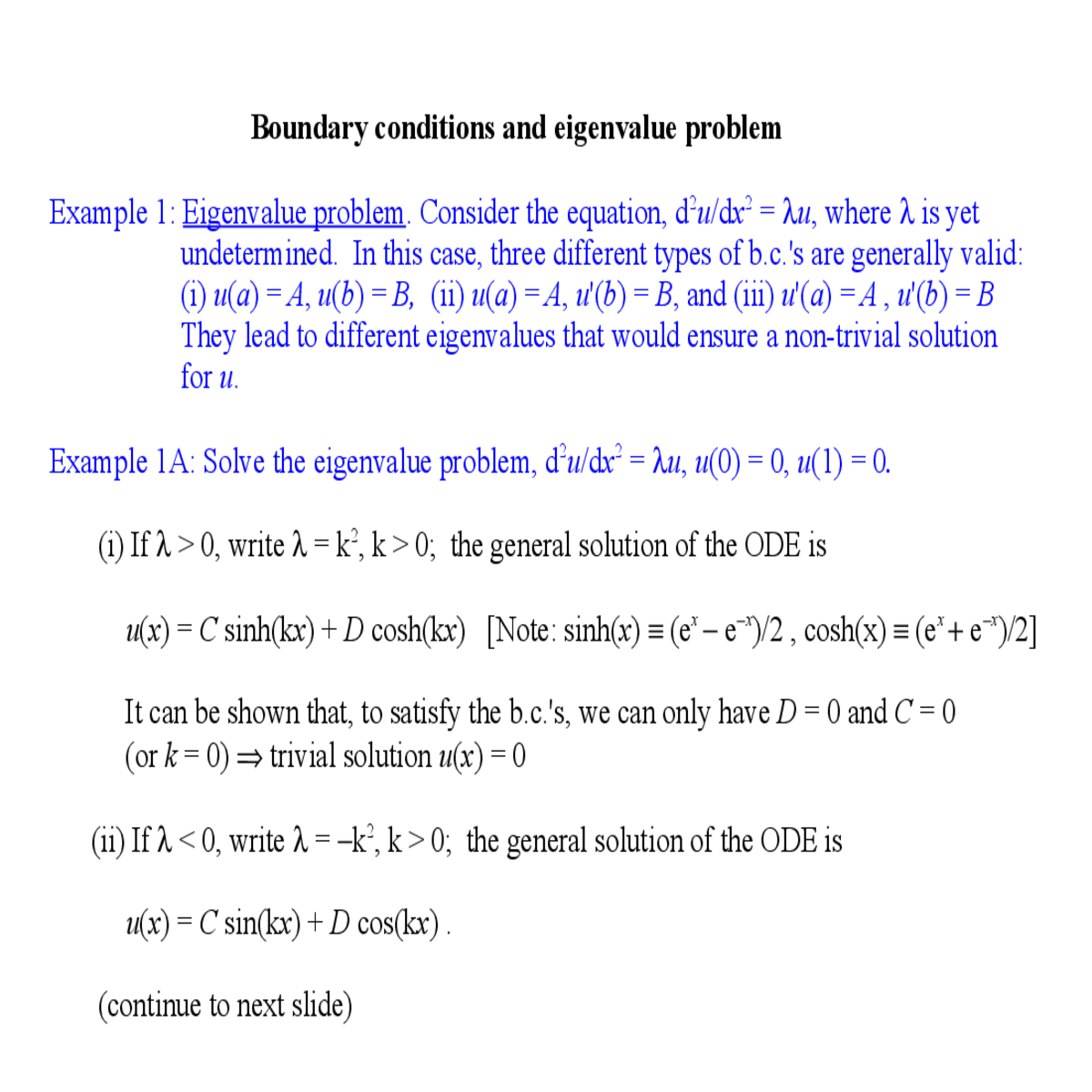 boundary conditions and eigenvalue problemexample eigenvalue pr