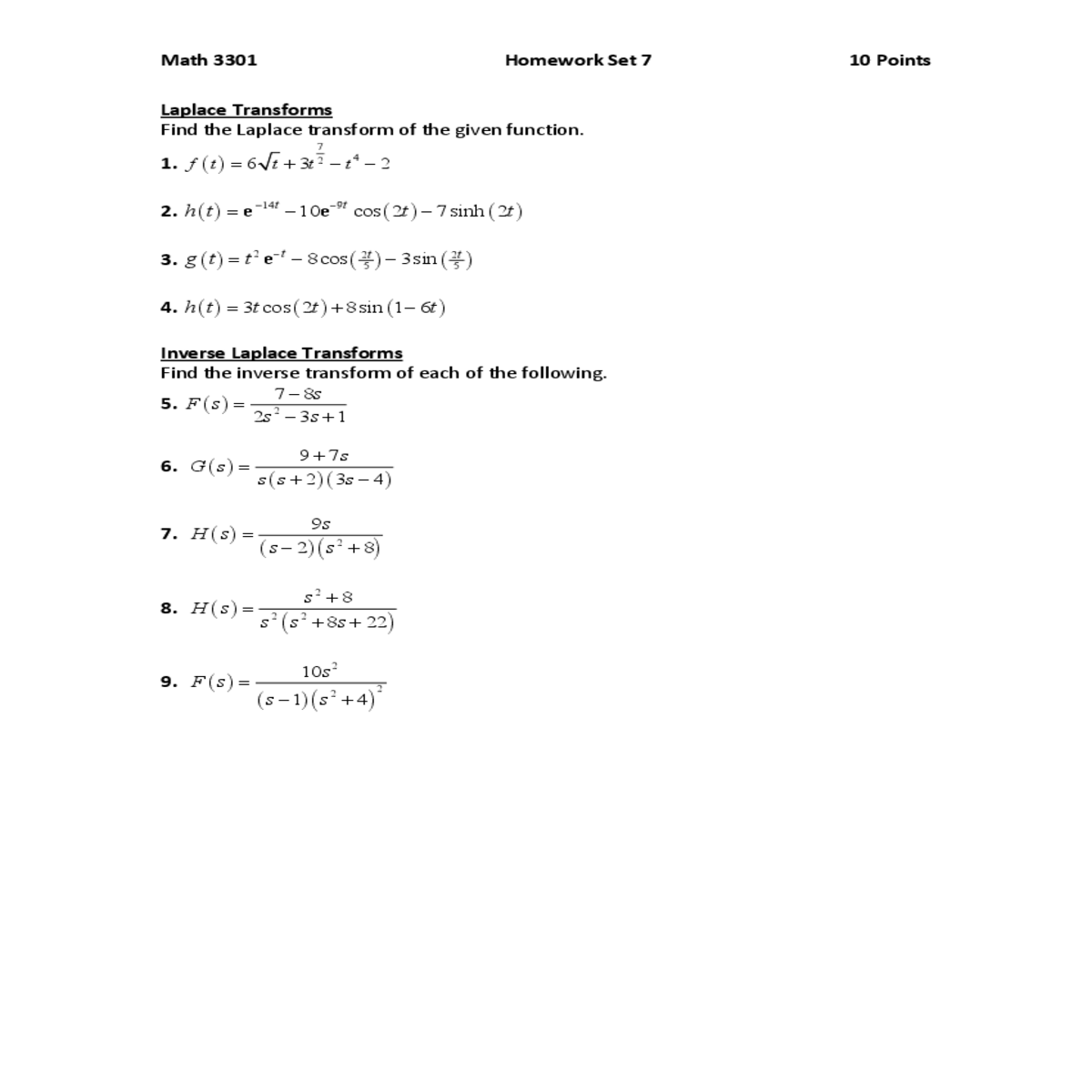 math laplace transformsfind the laplace transform the given fun