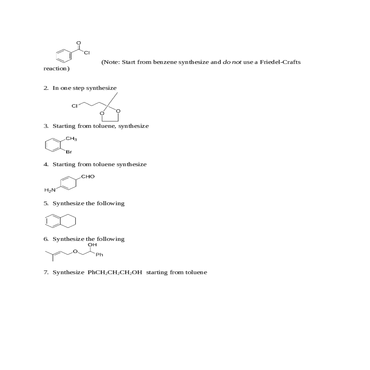 synthesize phch starting from toluene