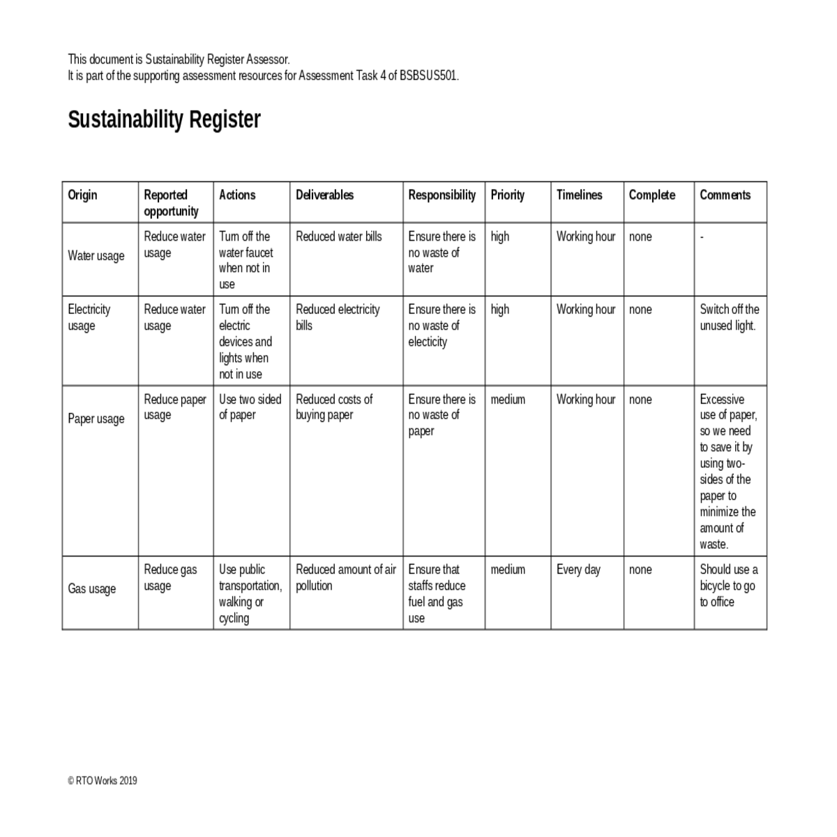 sustainability register