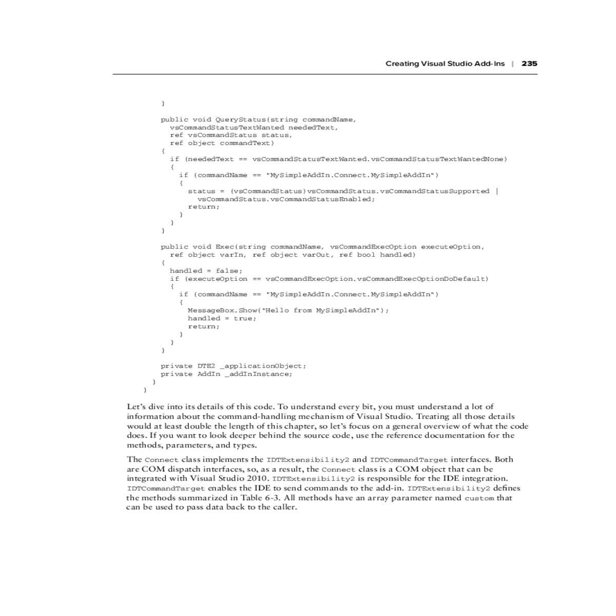 vscommandstatus return public void exec commandname