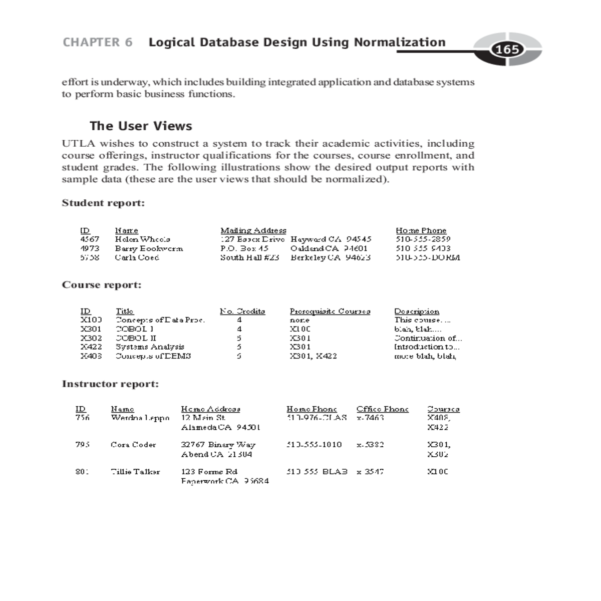 chapter logical database design using normalizationeffort under chapter logical database design using normalizationeffort under