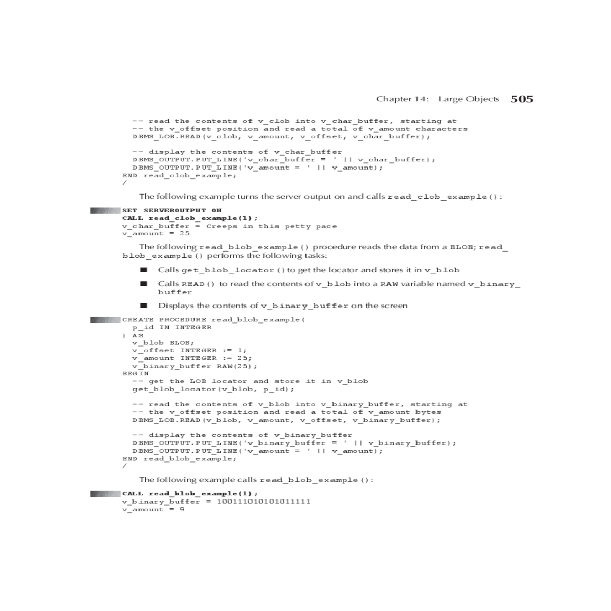 starting the position and read total characters dbms