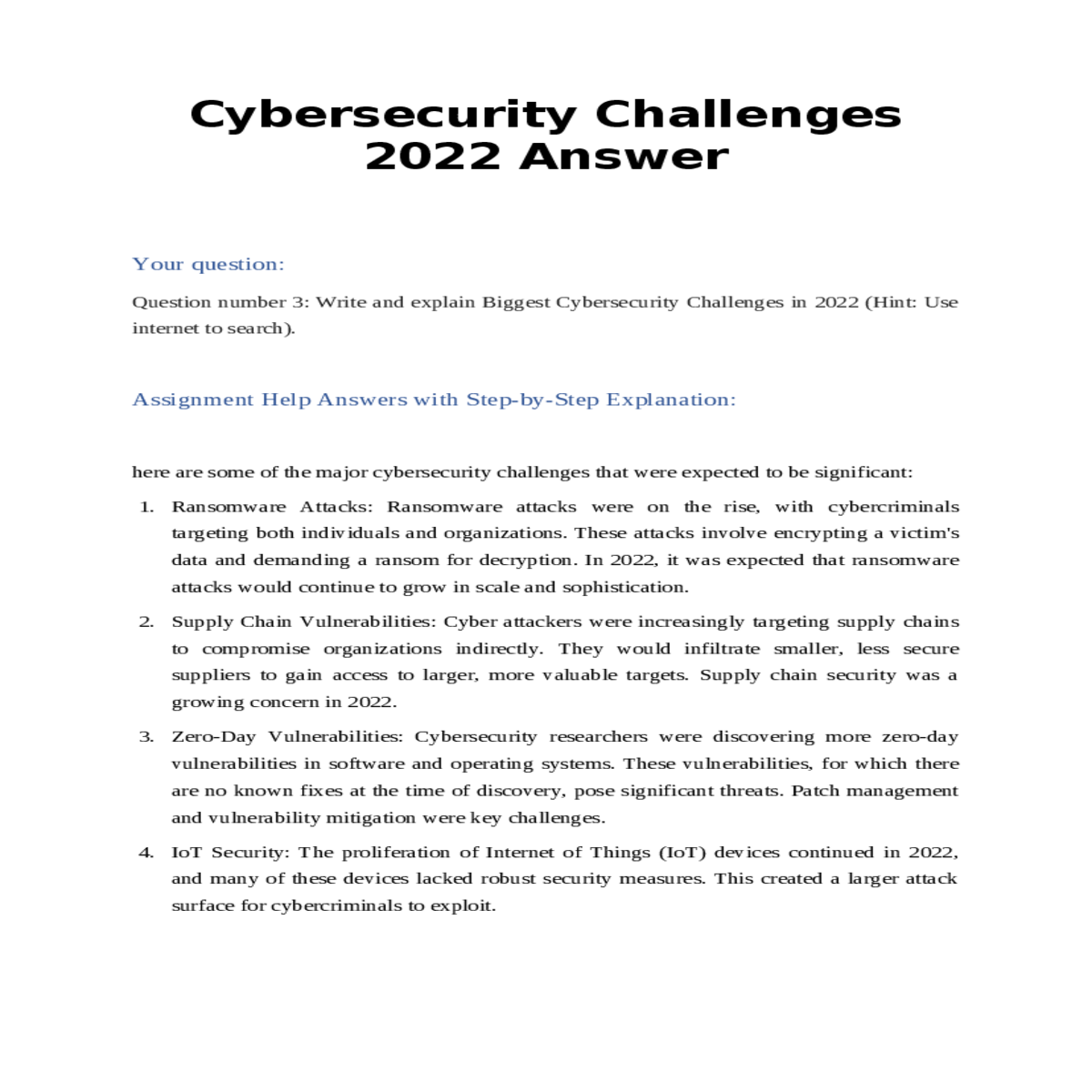 cybersecurity challenges 2022 answer