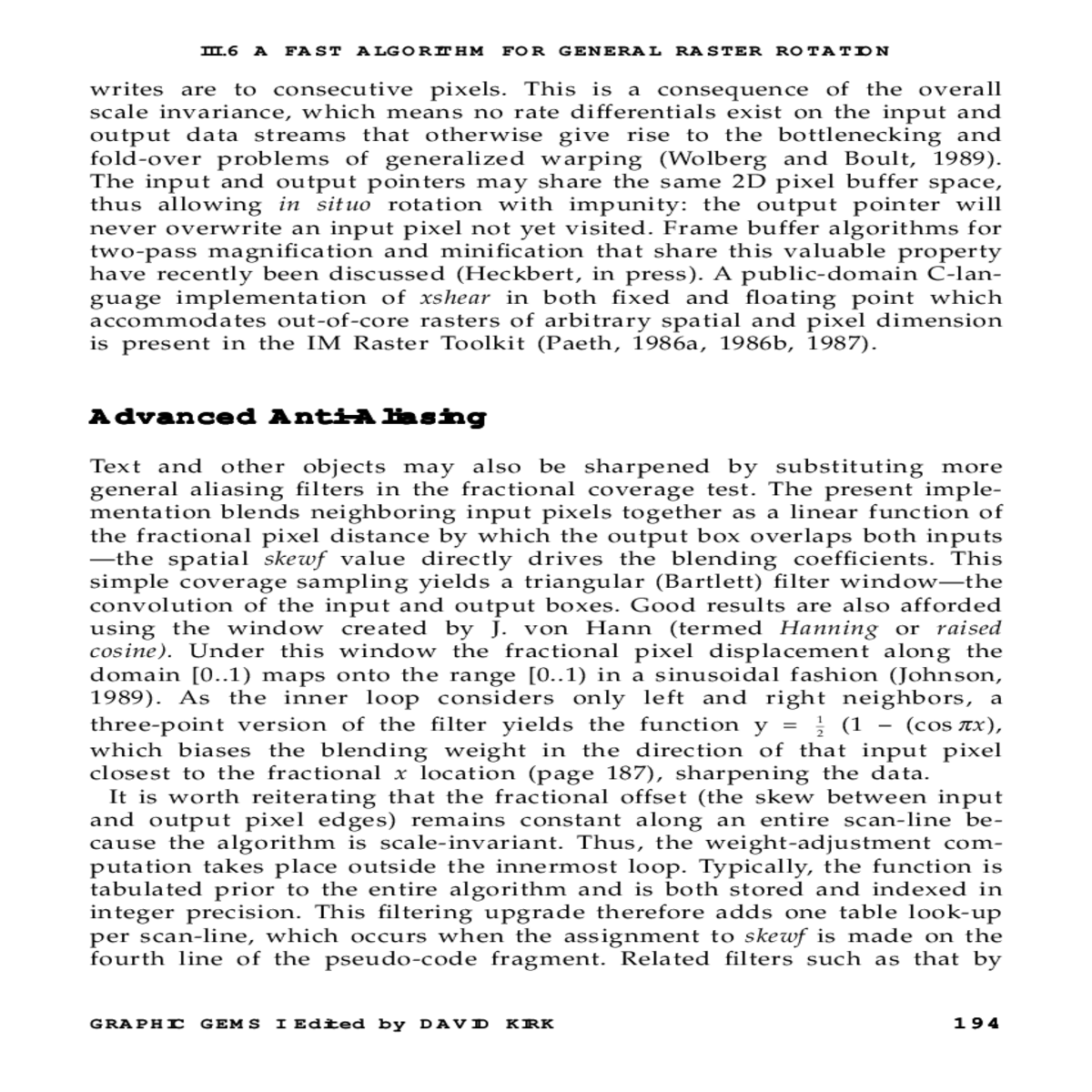 hamming introduce negative blending coefficients