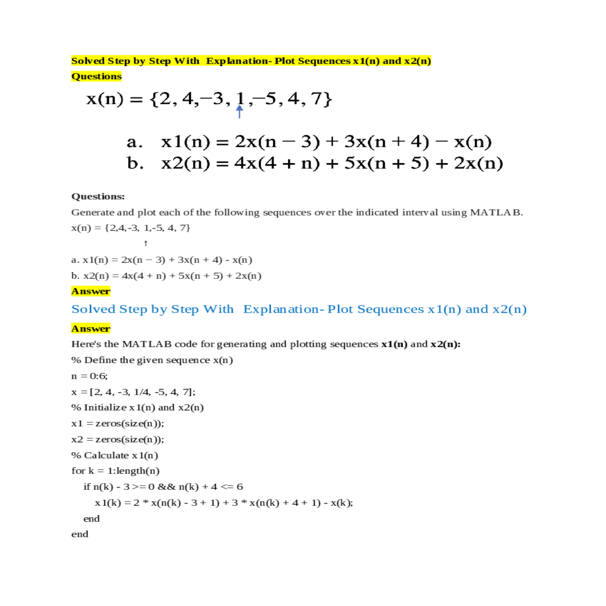 solved step step with explanation plot sequences and mathrm
