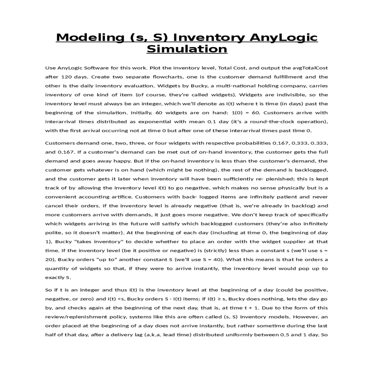 modeling s s inventory anylogic simulation