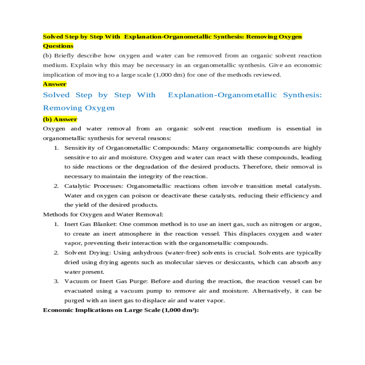 create inert atmosphere the reaction vessel