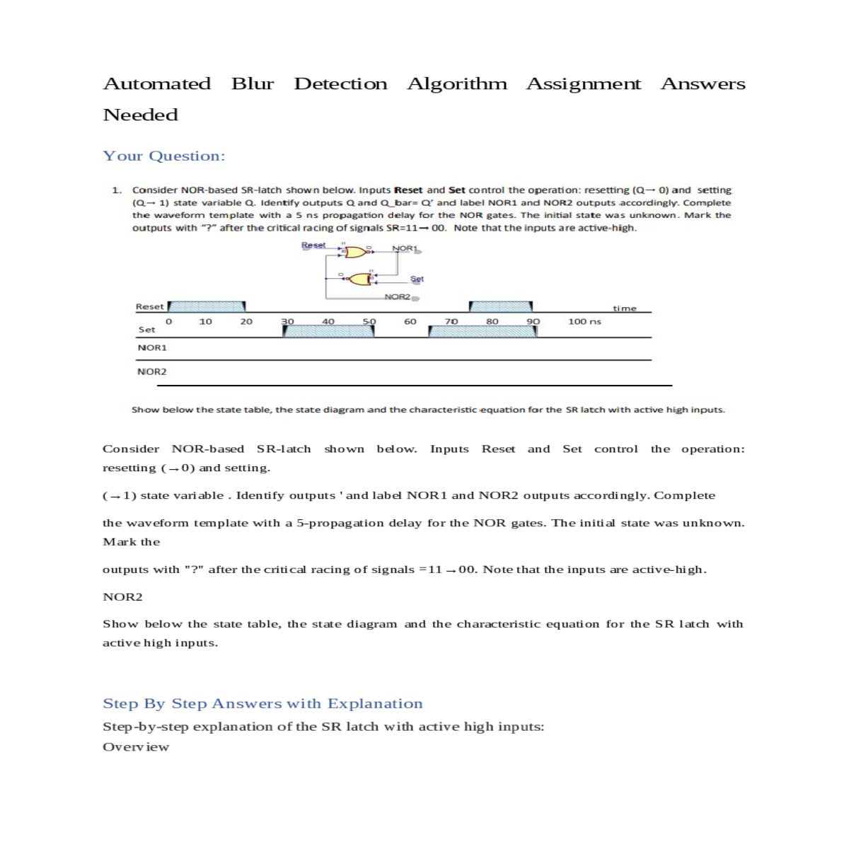 step by step answers with explanation