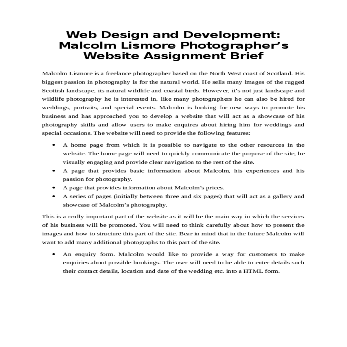 web design and development malcolm lismore photographer’s websi