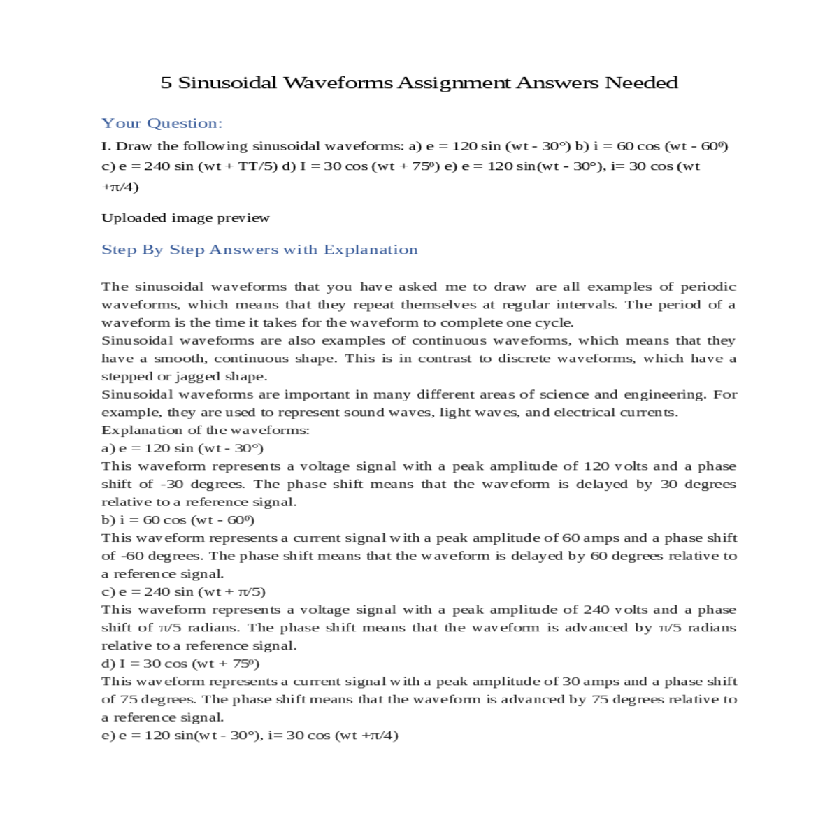 draw the following sinusoidal waveforms sin cos sin cos sin