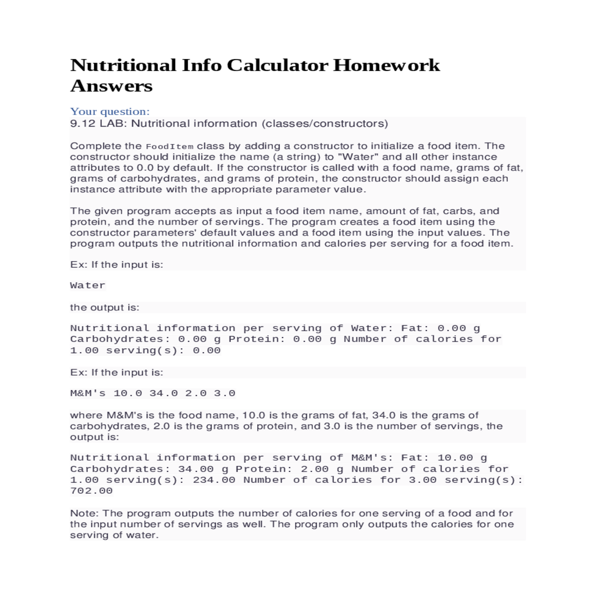 912 lab nutritional information classesconstructors 912 lab nutritional information classesconstructors