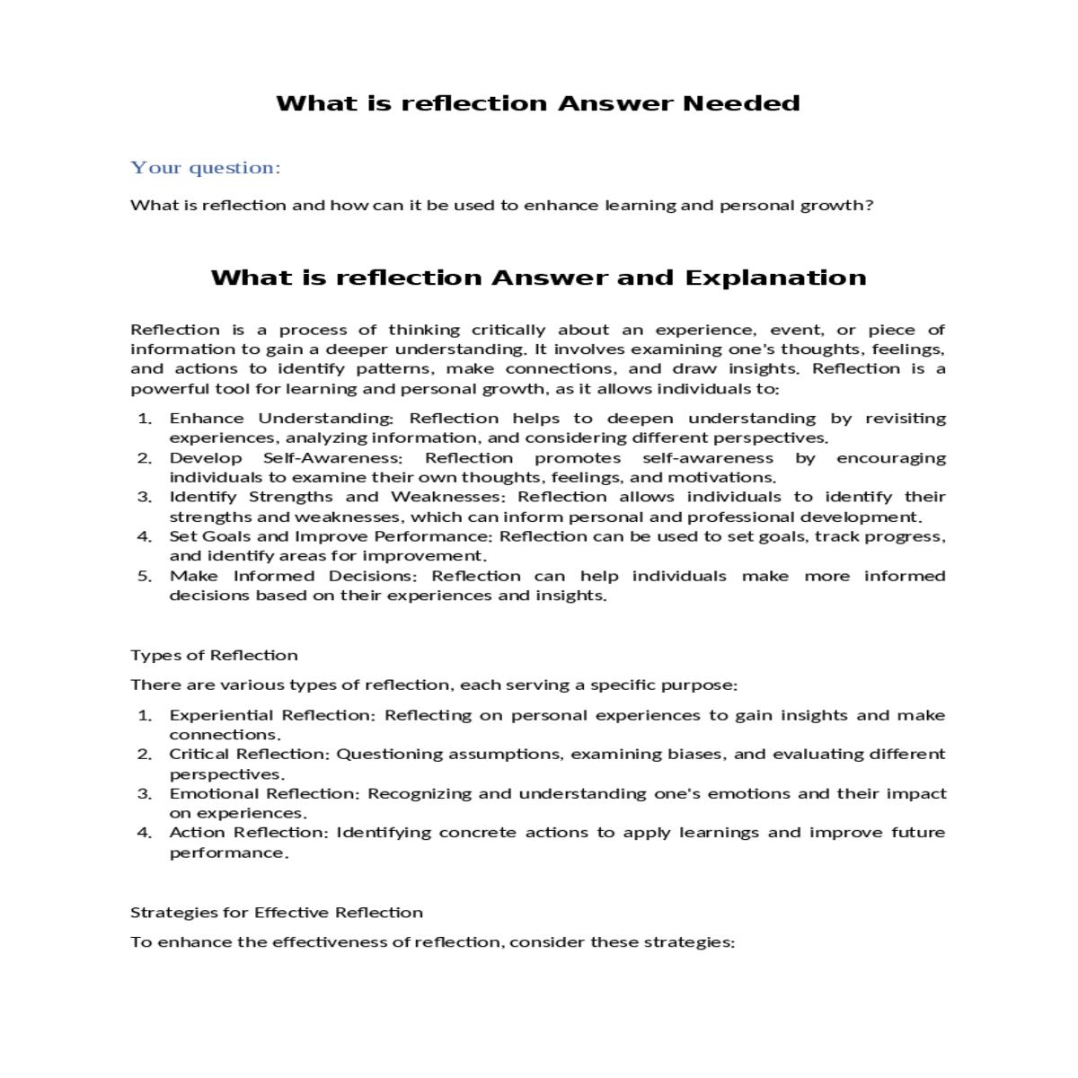 reflection powerful tool for learning and personal growth