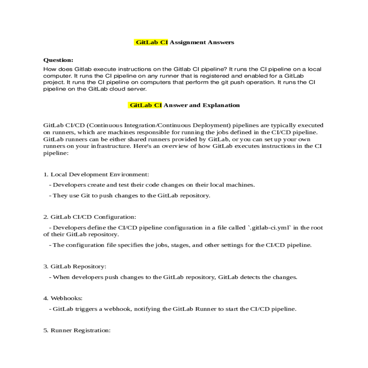 gitlab ci answer and explanation