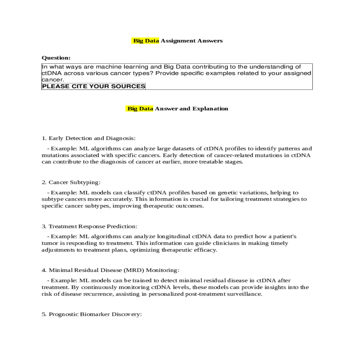 big data answer and explanation